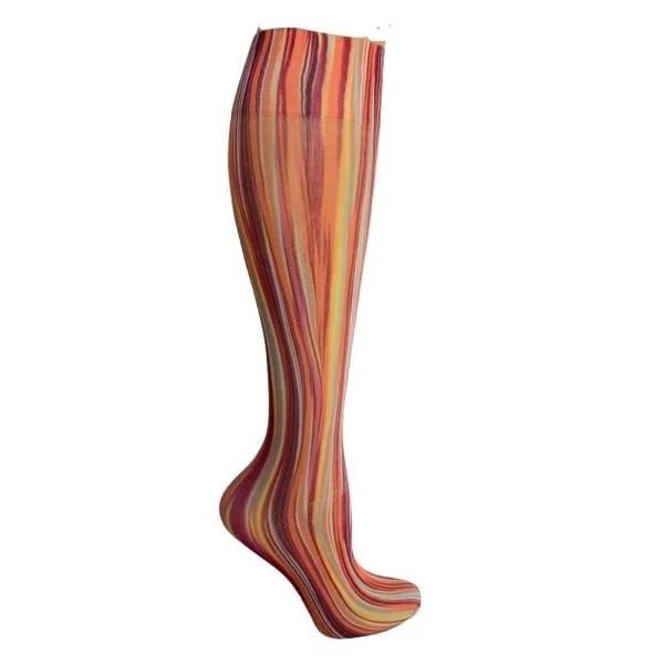 Light Compression Socks for Women in Artist Stripe Plus Size & Regular